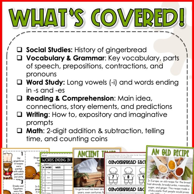 Gingerbread Worksheets For Social Studies, Math, And ELA | December ...