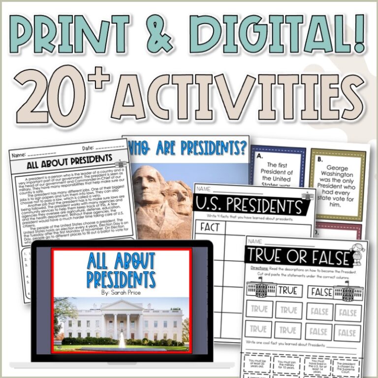 Government Activities: U.S. Presidents Digital Activities And Worksheet ...