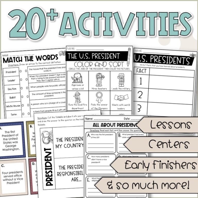 U.S. Presidents Activities And Worksheets | Presidents Day Lesson Plans ...