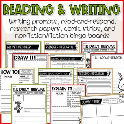 December Worksheets | Reindeer Math & Literacy Activities | 2nd -3rd ...