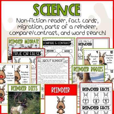 December Worksheets | Reindeer Math & Literacy Activities | 2nd -3rd ...