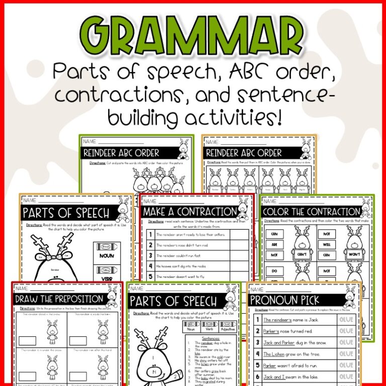 December Worksheets | Reindeer Math & Literacy Activities | 2nd -3rd ...