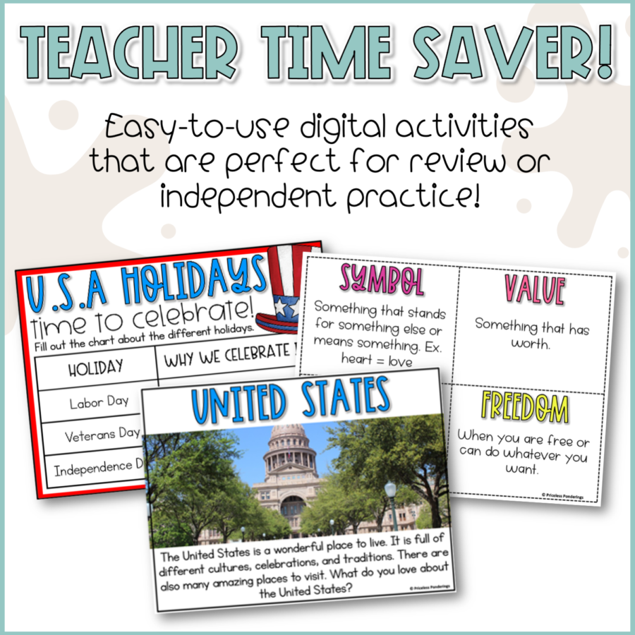 U.S. Symbols Patriotic Symbols And National Holidays Digital Activities ...