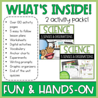Five Senses Activities And Science Observations Worksheet And Digital ...