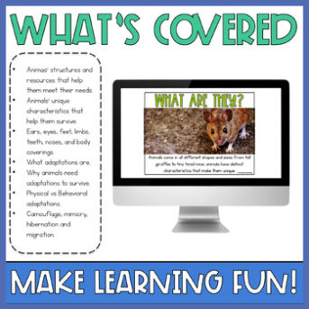 Animal Characteristics And Animal Adaptations Digital Activities Bundle ...