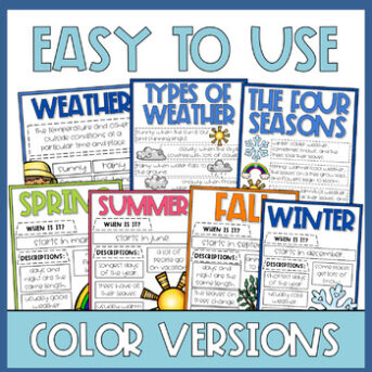 Types Of Weather & Four Seasons Anchor Charts - 2nd & 3rd Grade Science ...