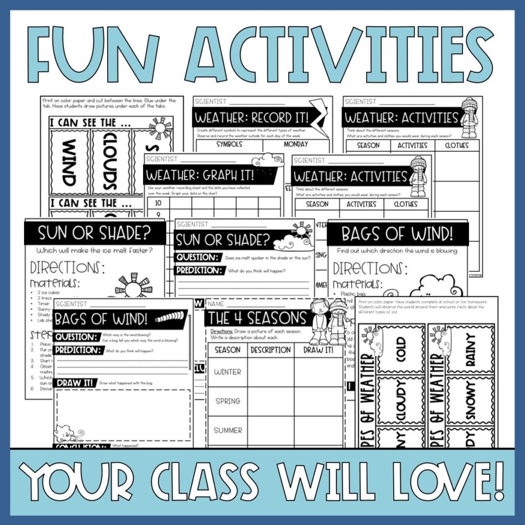 Types Of Weather & Four Seasons Activities - 2nd & 3rd Grade Earth ...