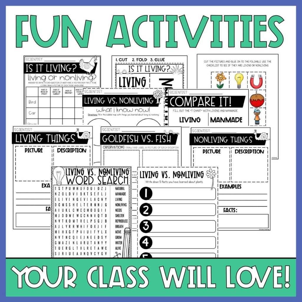 1st & 2nd Grade Life Science - Living & Non-Living Things Activities ...