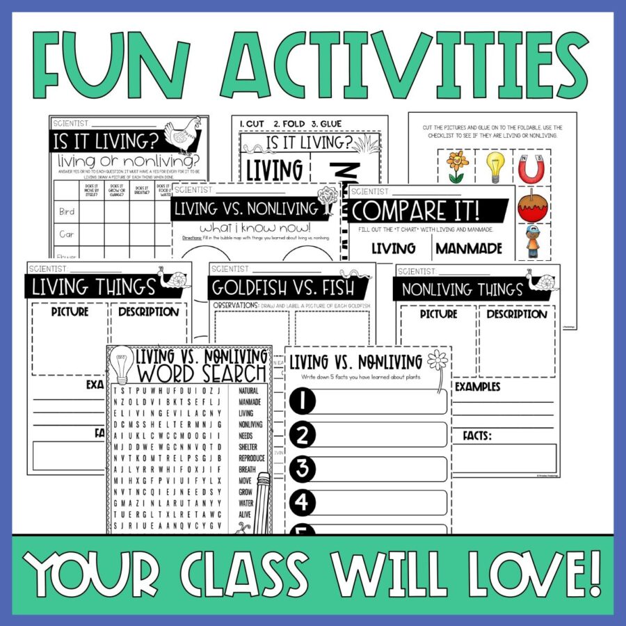 1st & 2nd Grade Life Science - Living & Non-Living Things Activities ...