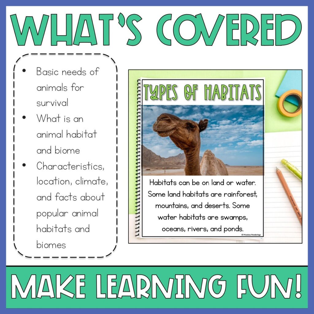 Animal Habitats And Biomes AND Basic Needs Of Animals Science Unit For ...