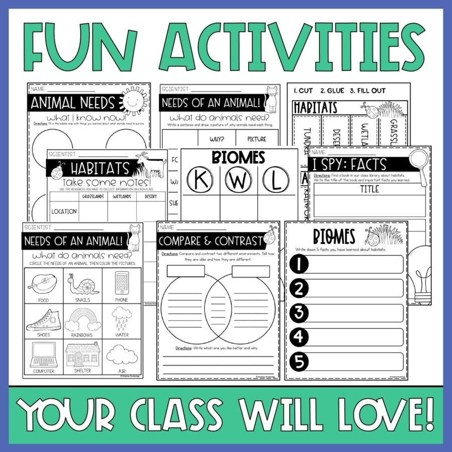 Animal Habitats And Biomes AND Basic Needs Of Animals Science Unit For ...