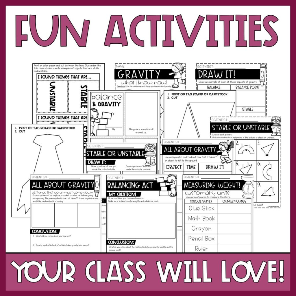 Gravity & Balance Activities, Lessons, Worksheets - 2nd & 3rd Grade ...