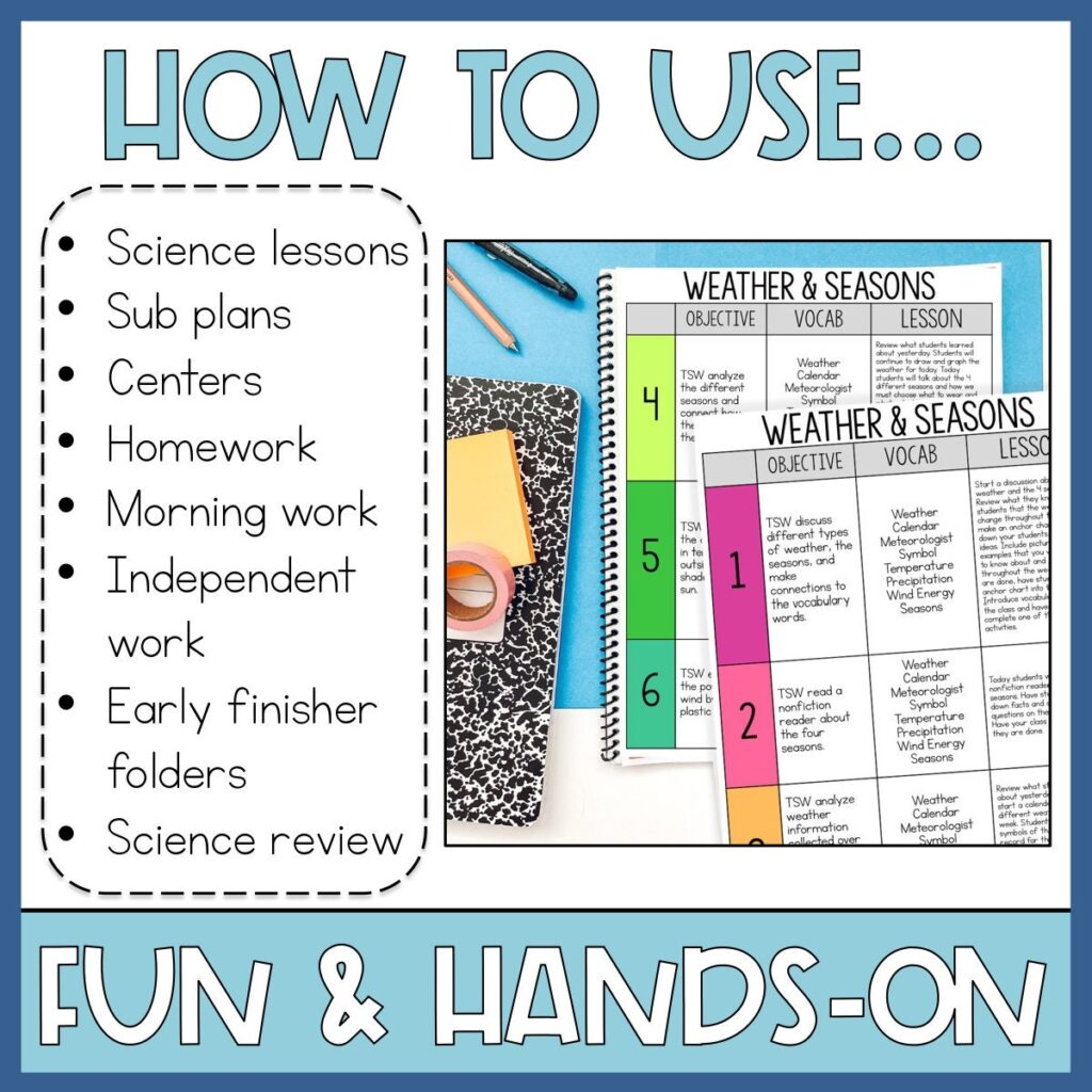 Types Of Weather & Four Seasons Activities - 2nd & 3rd Grade Earth ...