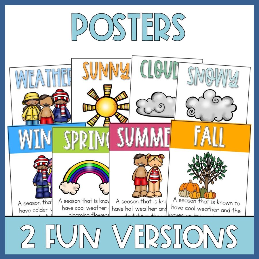Types Of Weather & Four Seasons Activities - 2nd & 3rd Grade Earth ...