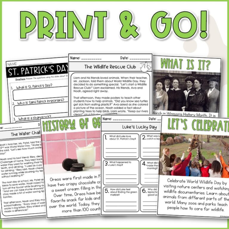 March Reading Comprehension Passages With Questions | Holidays And ...