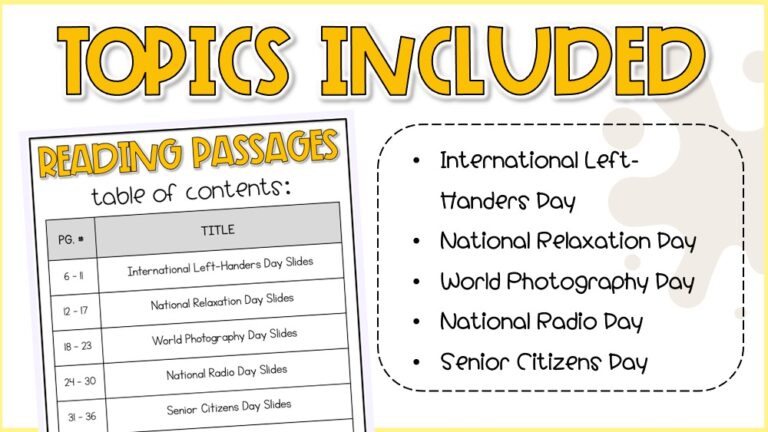 2nd & 3rd Grade August Reading Comprehension Worksheets