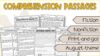 2nd & 3rd Grade August Reading Comprehension Worksheets