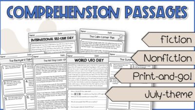 July Reading Comprehension Passages For 2nd And 3rd Grade