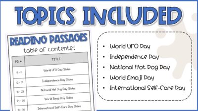 July Reading Comprehension Passages For 2nd And 3rd Grade